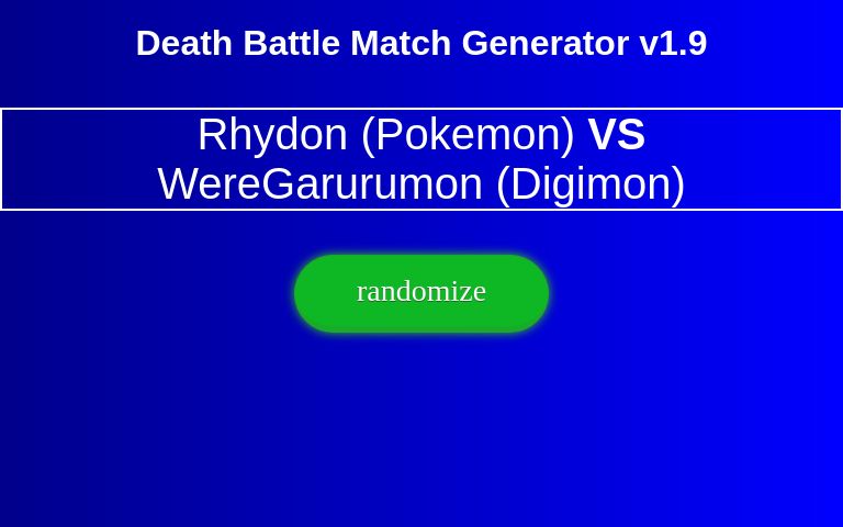 Death Battle Match Generator v1.9