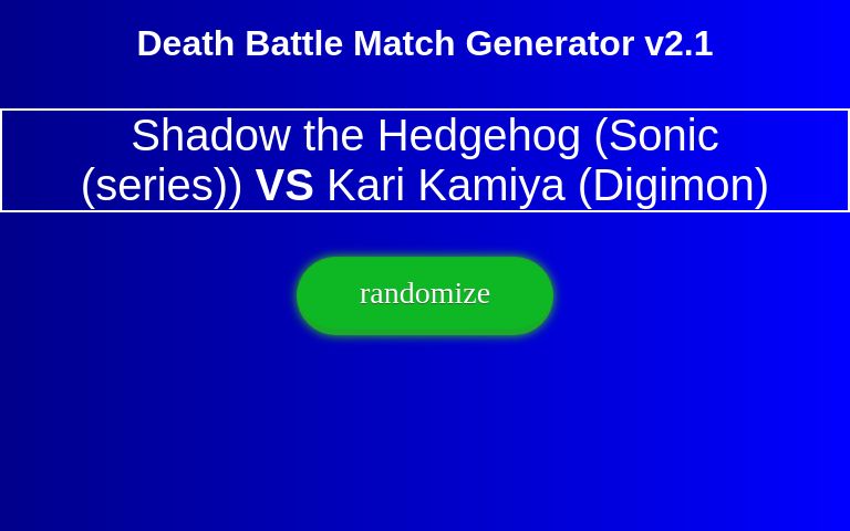 Death Battle Match Generator v2.1