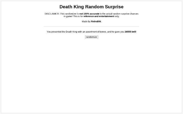 Death King Random Surprise ― Perchance Generator