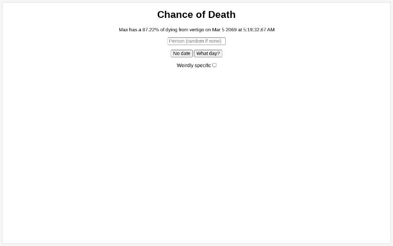 Chance of Death ― Perchance Generator