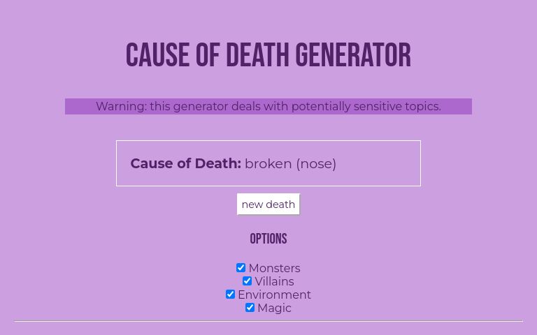 Cause of Death Generator