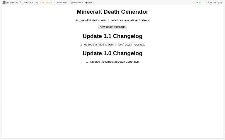 Minecraft Death Generator
