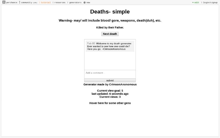 Deaths- simple ― Perchance Generator