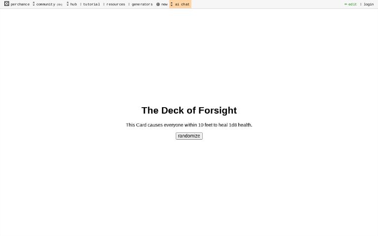 The Deck of Forsight ― Perchance Generator