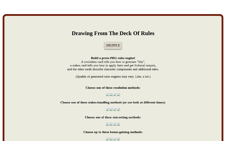 Drawing From The Deck Of Rules ― Perchance Generator