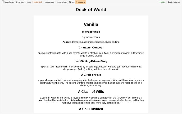 Deck of World ― Perchance Generator