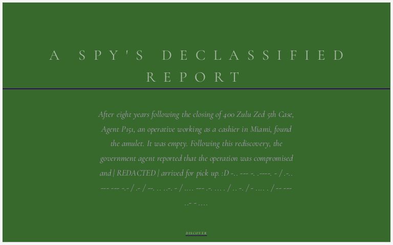 A Spy's Declassified Report ― Perchance Generator