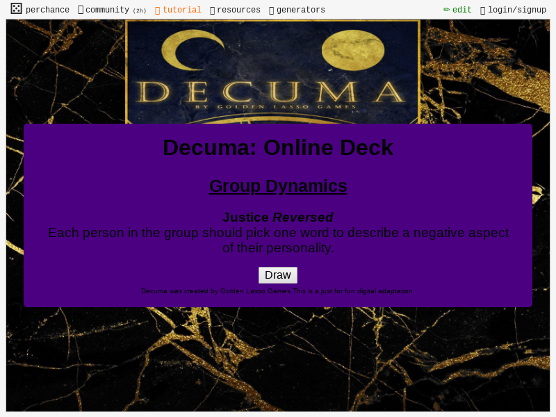 Decuma: Online Deck ― Perchance Generator