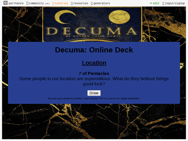 Decuma: Online Deck ― Perchance Generator