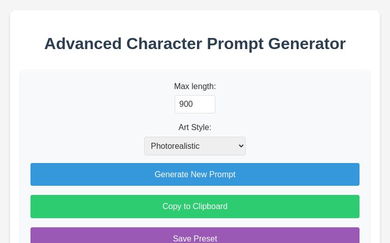 Advanced Character Prompt Generator