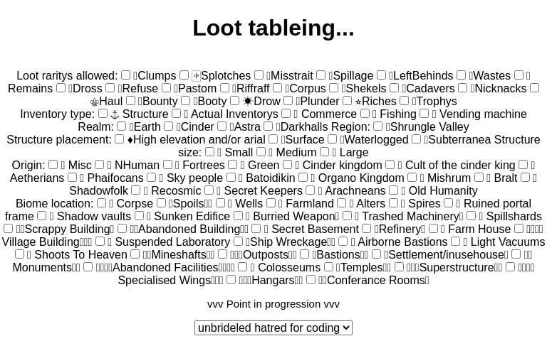 Loot tableing... ― Perchance Generator