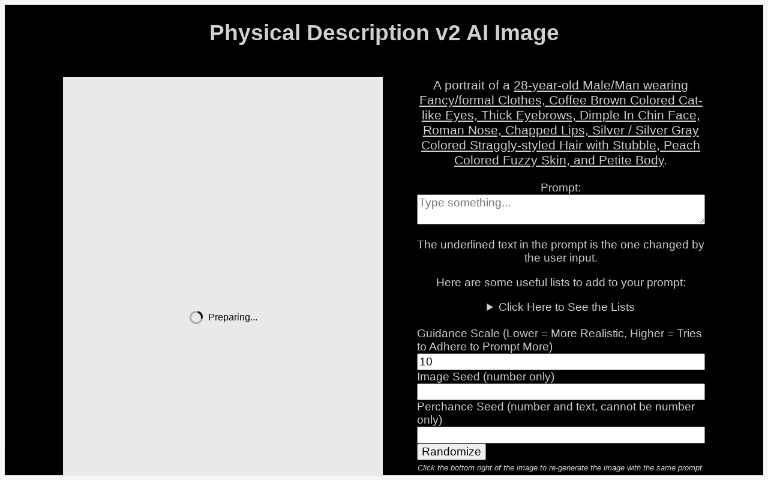 Physical Description v2 AI Image ― Perchance Generator