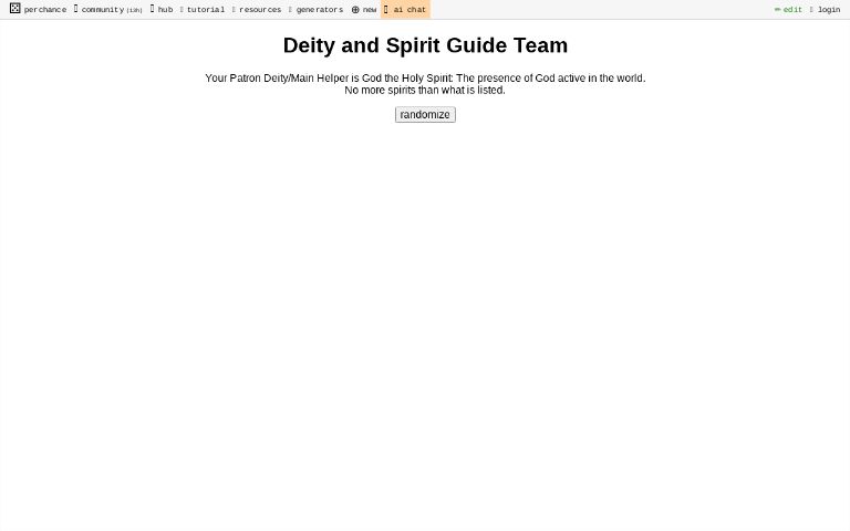 Deity and Spirit Guide Team ― Perchance Generator