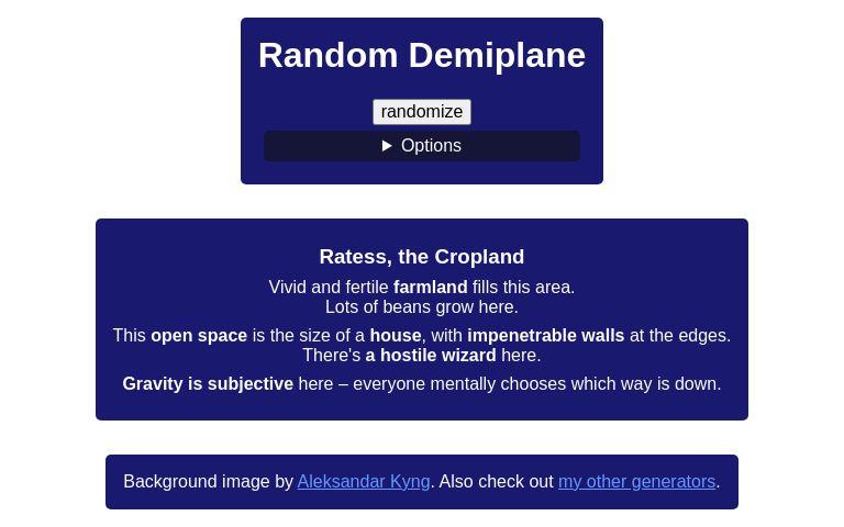 Random Demiplane ― Perchance Generator
