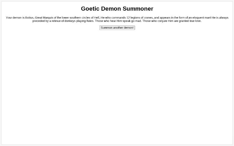 Goetic Demon Summoner ― Perchance Generator