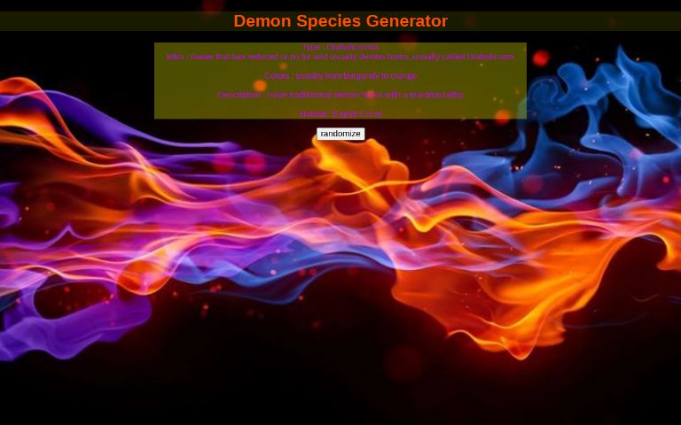 Demon Species Generator