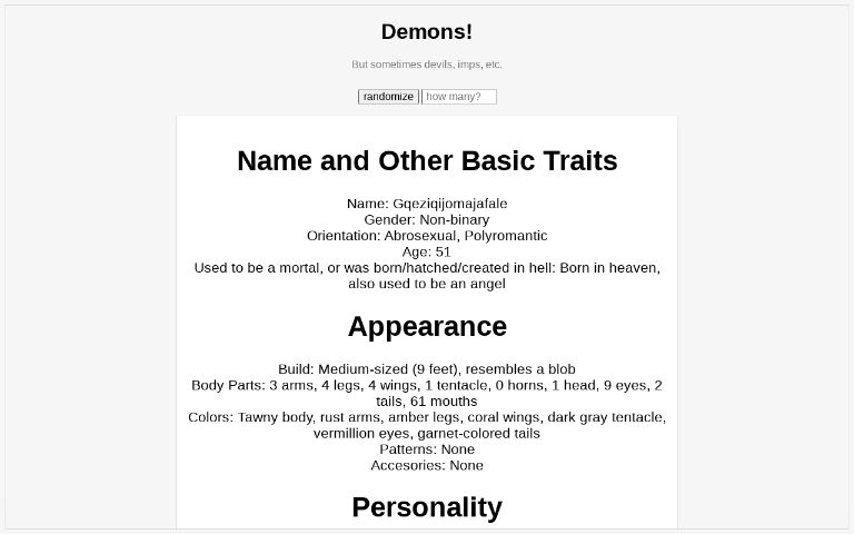 Demons! ― Perchance Generator