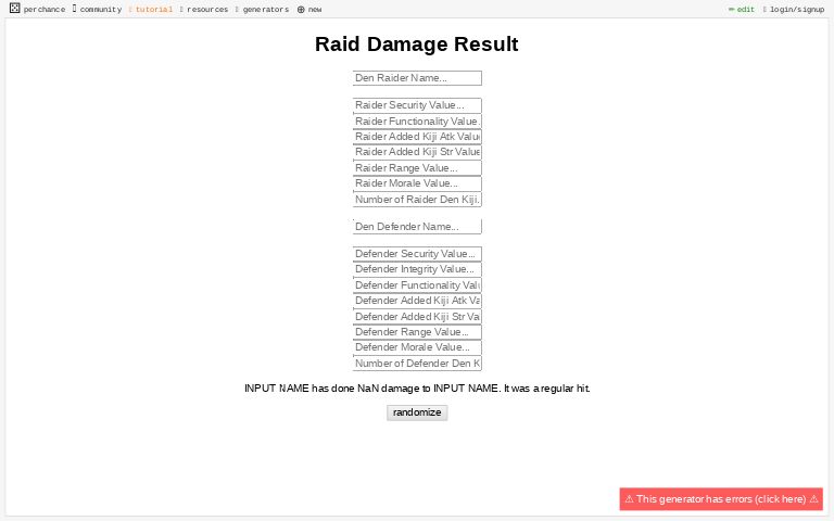 Raid Damage Result ― Perchance Generator