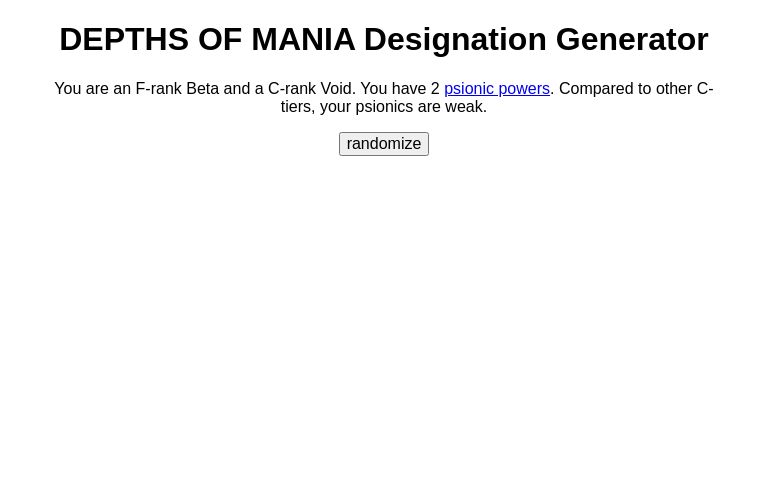 DEPTHS OF MANIA Designation Generator