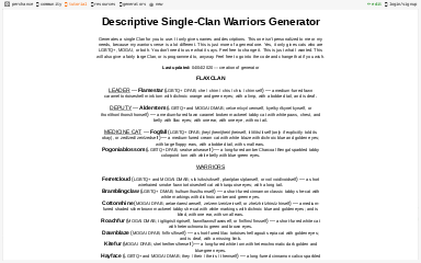 Descriptive Single-Clan Warriors Generator