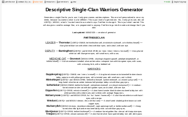 Descriptive Single-Clan Warriors Generator