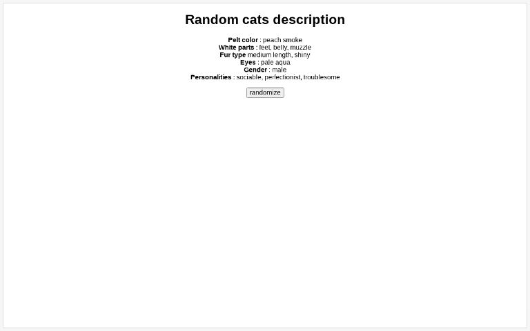 Random cats description ― Perchance Generator