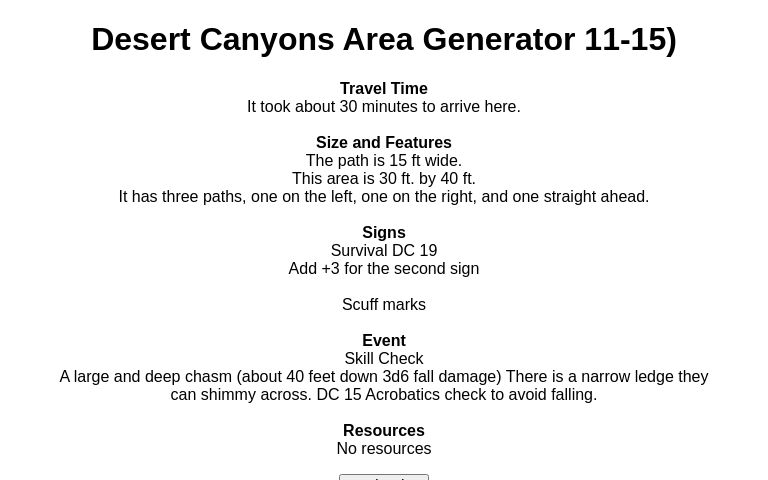 Desert Canyons Area Generator 11-15)