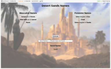 Desert Sands Names ― Perchance Generator