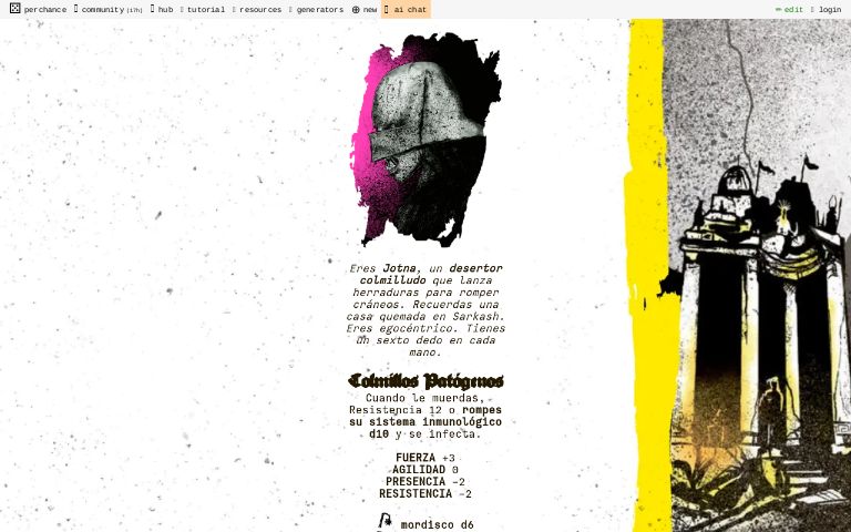 Desertor colmilludo ― Perchance Generator