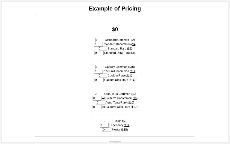 Example of Pricing ― Perchance Generator