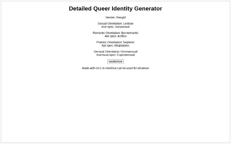 Detailed Queer Identity Generator