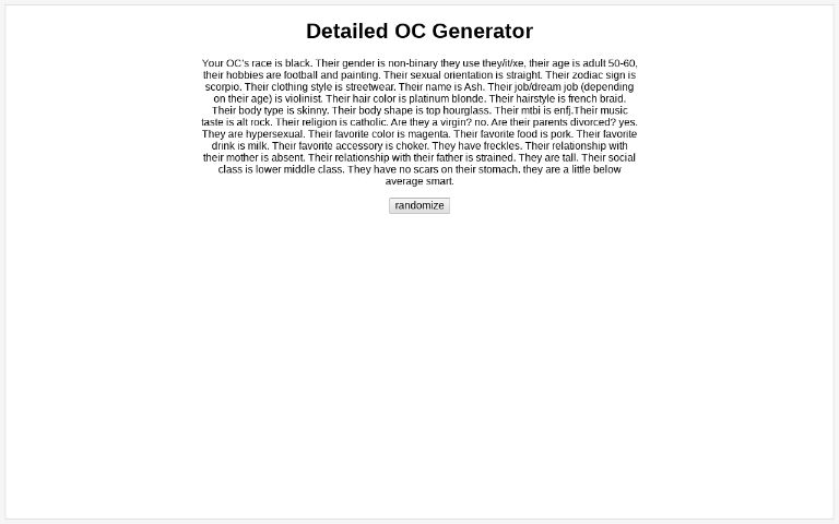 Detailed OC Generator
