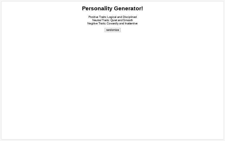 Personality Generator!