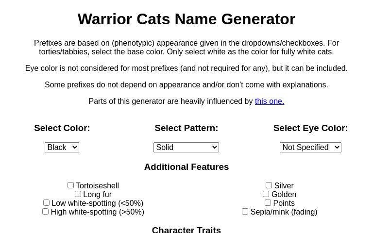 Warrior Cats Name Generator