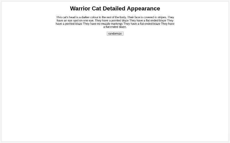 Warrior Cat Detailed Appearance ― Perchance Generator