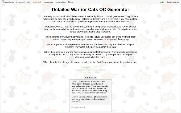Detailed Warrior Cats OC Generator
