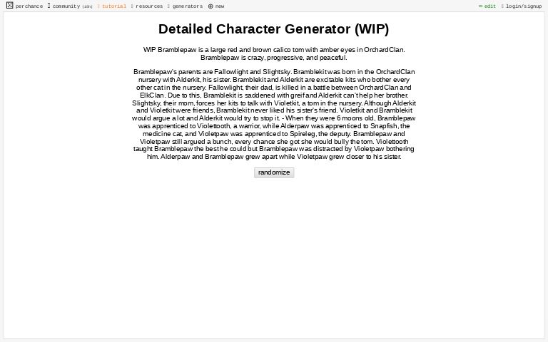 Detailed Character Generator (WIP)
