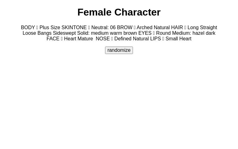 Female Character ― Perchance Generator