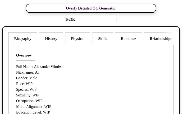 Overly Detailed OC Generator