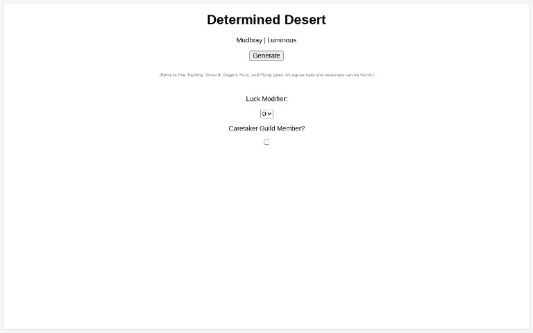 Determined Desert ― Perchance Generator