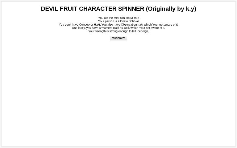 DEVIL FRUIT CHARACTER SPINNER (Originally by k.y) ― Perchance Generator