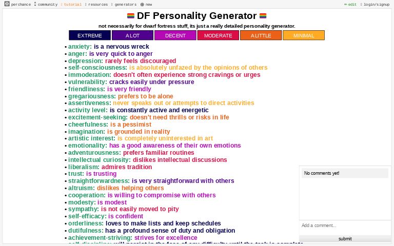 DF Personality Generator