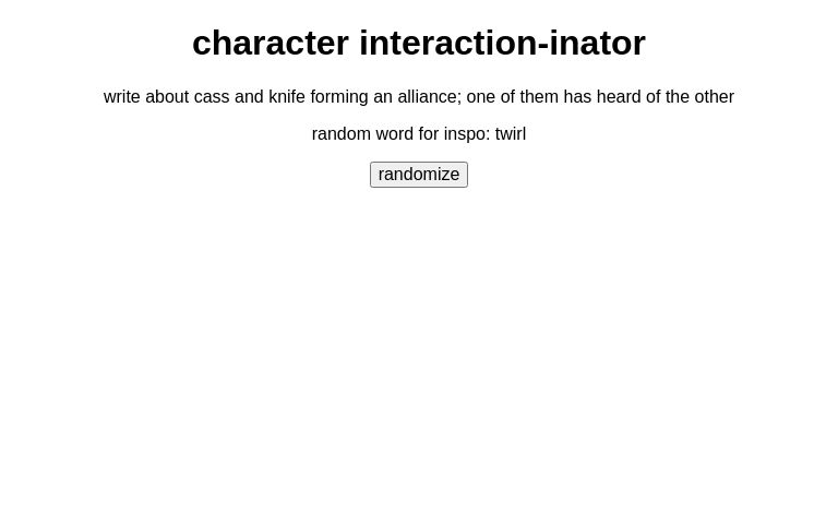 character interaction-inator ― Perchance Generator