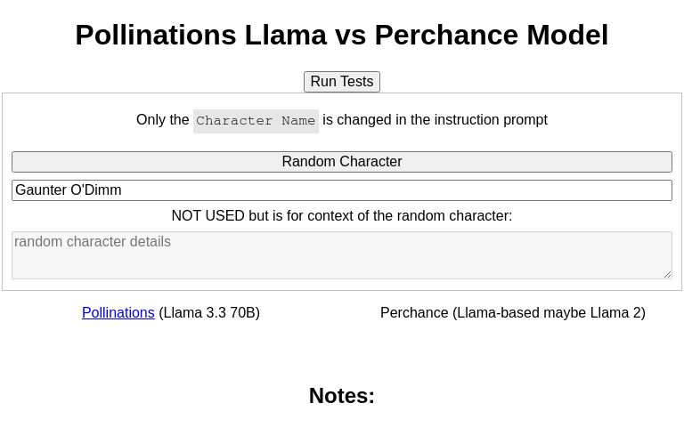 Pollinations Llama vs Perchance Model ― Perchance Generator