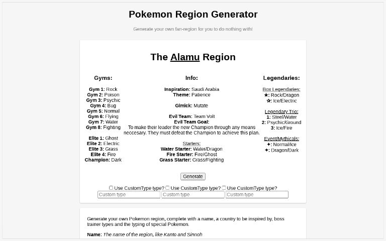Pokemon Region Generator