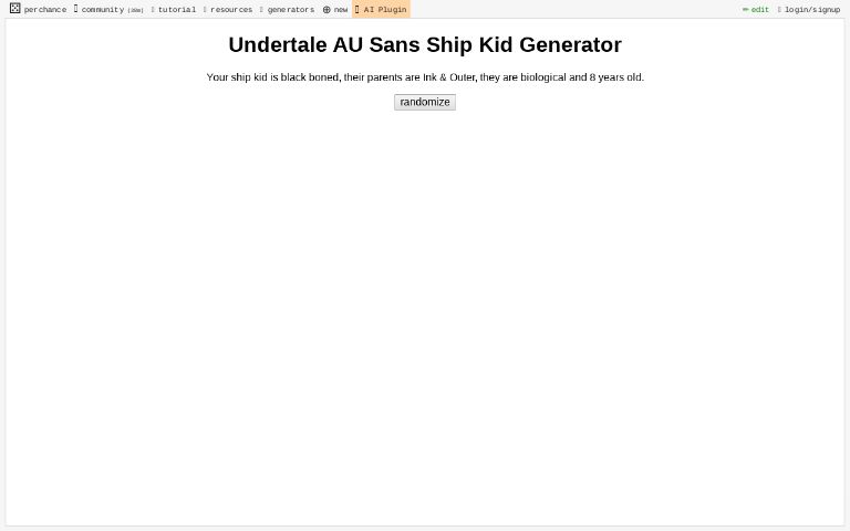 Undertale AU Sans Ship Kid Generator