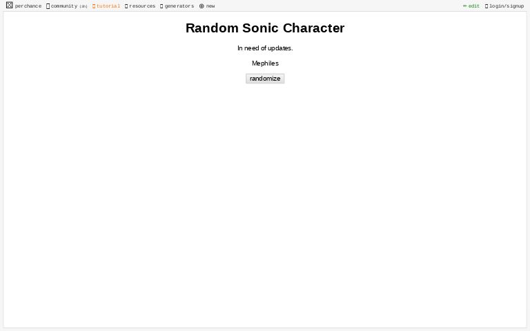 Random Sonic Character ― Perchance Generator