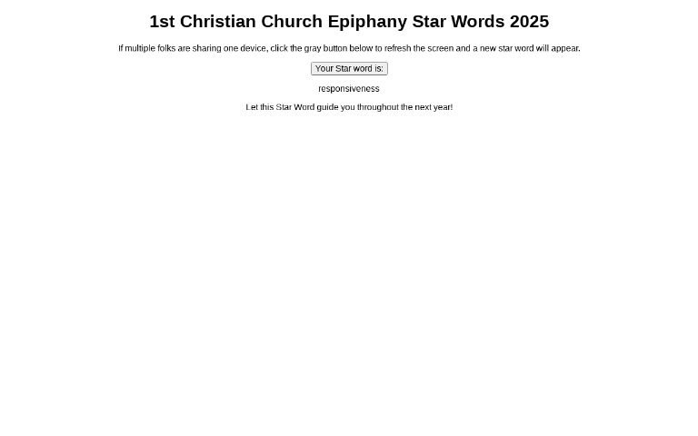 1st Christian Church Epiphany Star Words 2025 ― Perchance Generator