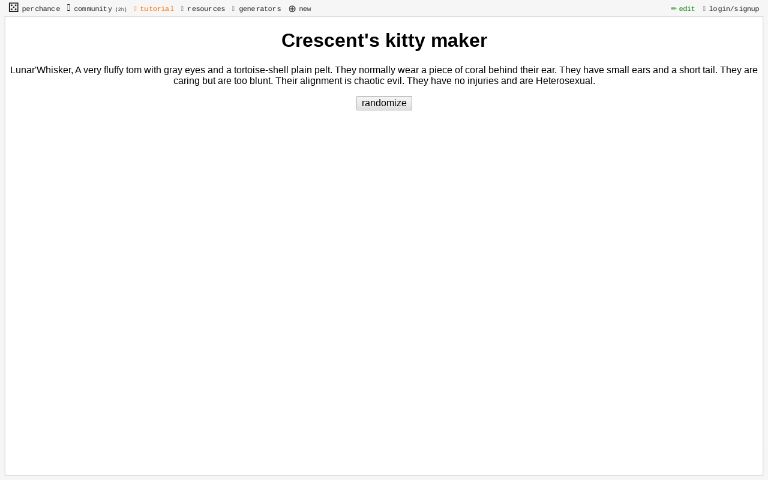 Crescent's kitty maker ― Perchance Generator