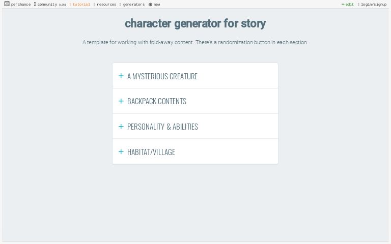 character generator for story